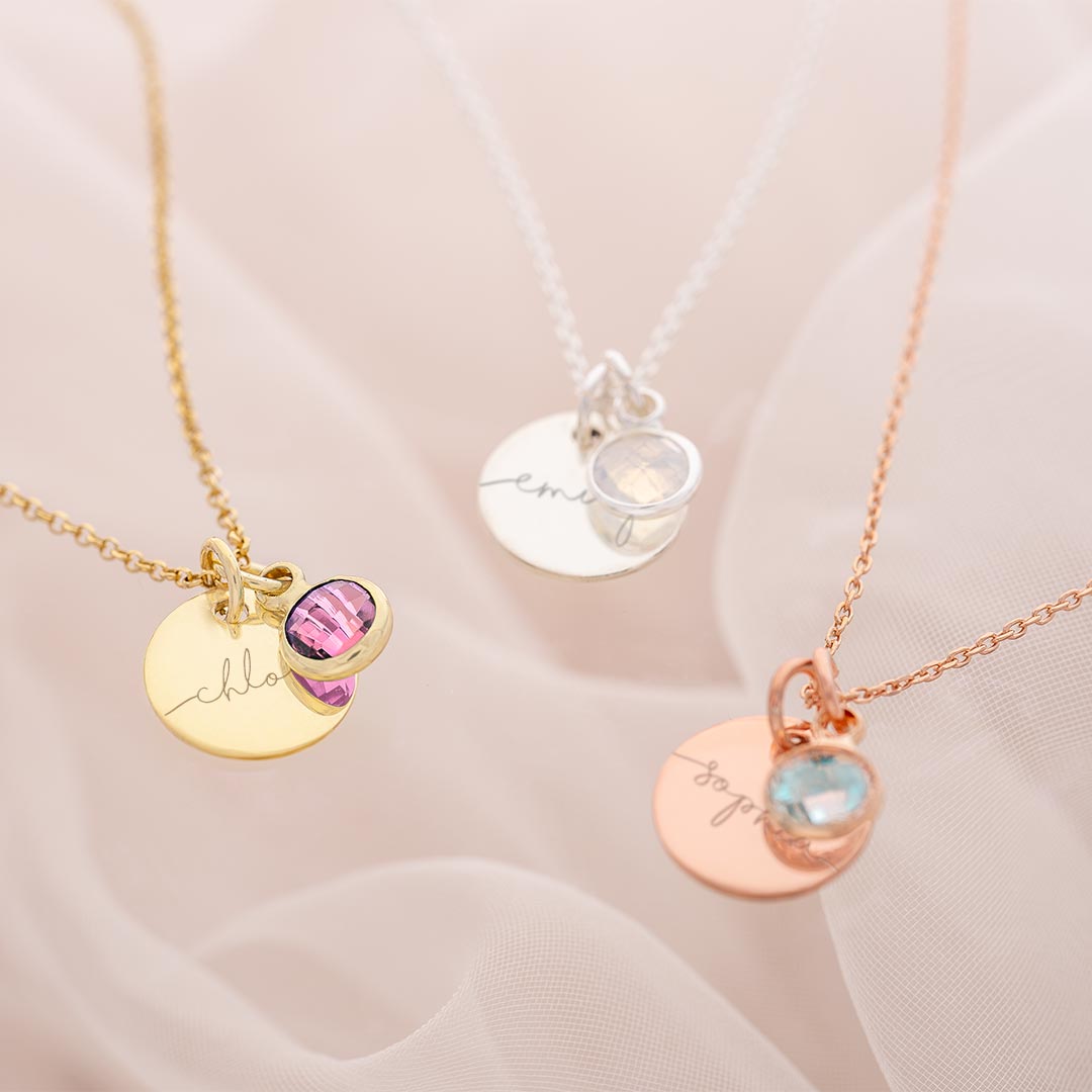 Esme Sterling Silver Initial Birthstone Personalised Necklace